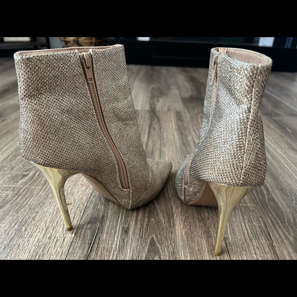 Gold Shimmer Stiletto Ankle Bootie - Gem